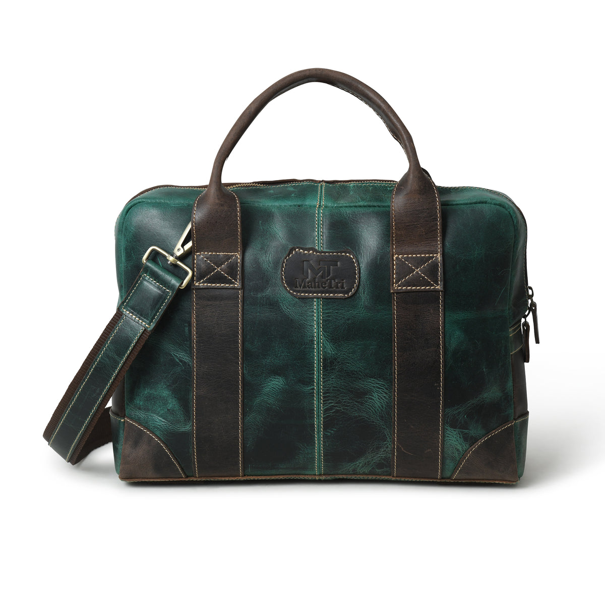 Jefferson Buffalo Leather Green Premium Briefcase Laptop Bag – MaheTri LLC